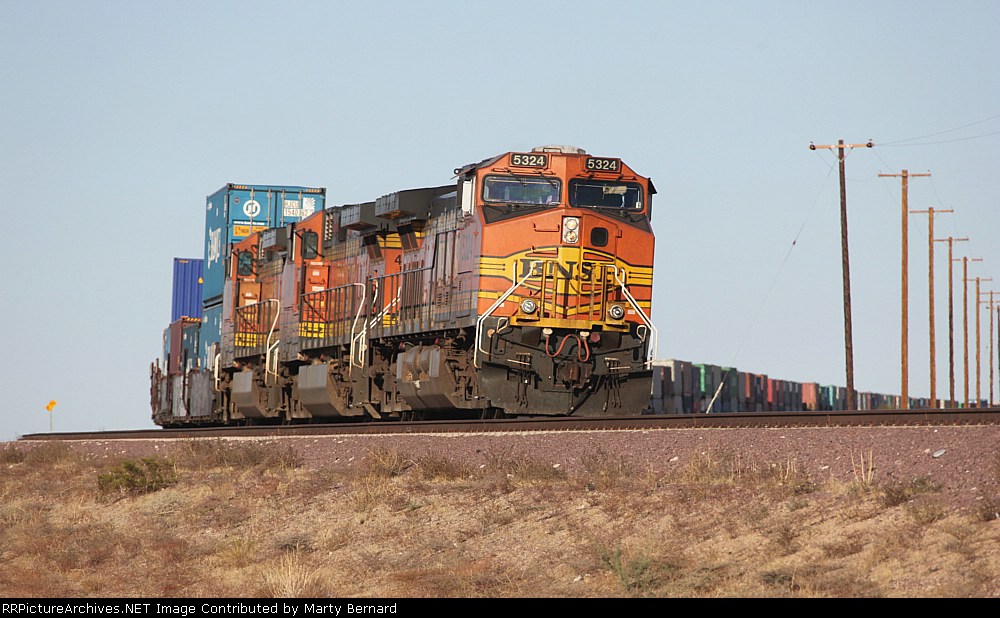 BNSF 5324 Waiting on Track 1 for Train on Siding to Pass